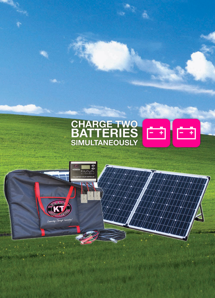 KT PREMIER 160W, 12V Dual Charging Solar Folding Kit – KT Cables